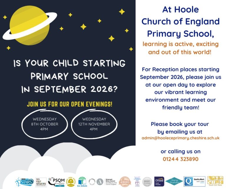 Hoole CE Primary School Reception Open Days – HETTY Preschool